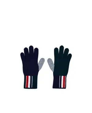 Thom Browne Intarsia-knit Logo Wool Gloves - Black