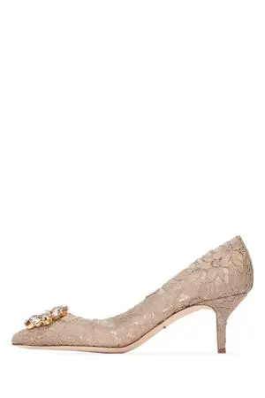 Dolce & Gabbana Embellished Lace Pumps - Nude