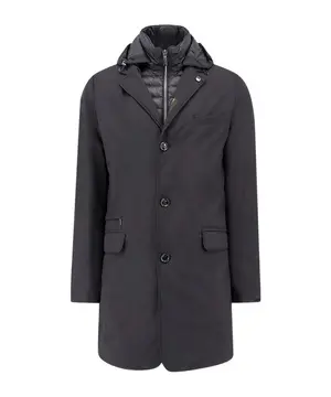 MOORER Straight Hem Hooded Coat