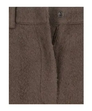 LOW CLASSIC Pleated Wide-leg Trousers - Brown
