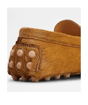 TOD'S Gommino Slip-on Loafers With Horizontal Strips And Letter Prints - Brown