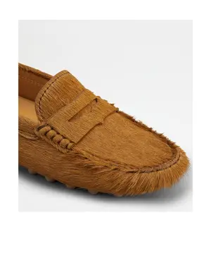 TOD'S Gommino Slip-on Loafers With Horizontal Strips And Letter Prints - Brown