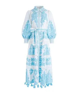 ALICEOLIVIA Embroidered Layered Midi Dress With Tassel Hem