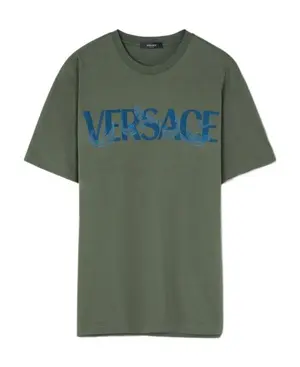 Versace Logo Printed Crewneck T-shirt - Green
