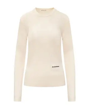 JIL SANDER Ribbed Crewneck Long Sleeve Jumper - Nude