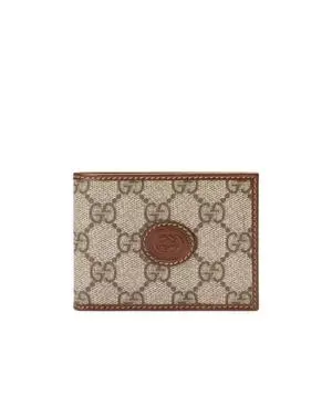 Gucci Printed Logo Folded Wallet - Nude