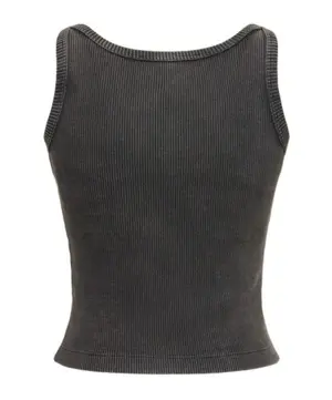 Alessandra Rich Ribbed Vest With Embroidered Logo Patch