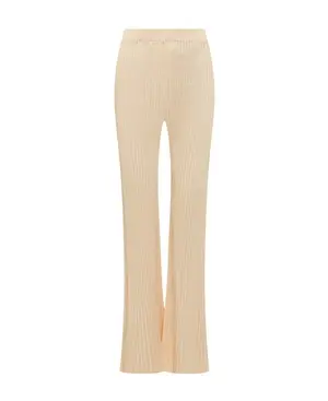 JIL SANDER High-waisted Ribbed Knit Trousers - Nude