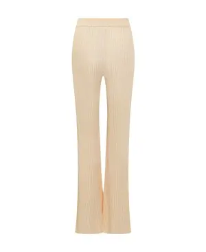 JIL SANDER High-waisted Ribbed Knit Trousers - Nude