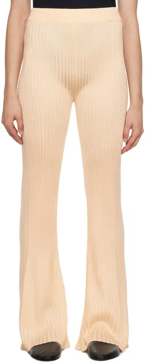 JIL SANDER High-waisted Ribbed Knit Trousers - Nude