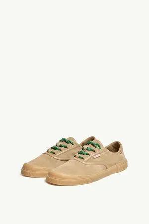 Moncler Vera Suede Lace-up Sneakers - Beige