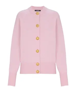 Balmain Buttoned Crewneck Cardigan - Pink