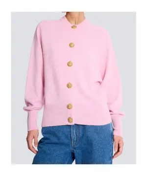 Balmain Buttoned Crewneck Cardigan - Pink