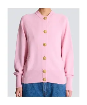 Balmain Buttoned Crewneck Cardigan - Pink