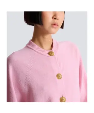 Balmain Buttoned Crewneck Cardigan - Pink