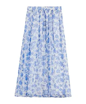 Max Mara Printed Silk Organza Flared Midi Skirt