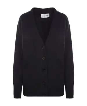 JIL SANDER V-neck Knitted Cardigan - Black