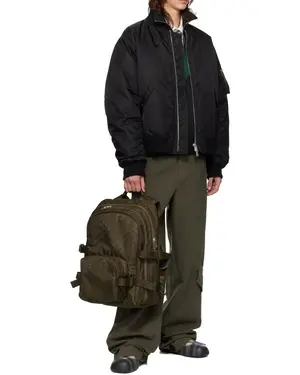 Burberry Checked Jacquard Zipped Backpack - Army Green