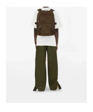 Burberry Checked Jacquard Zipped Backpack - Army Green