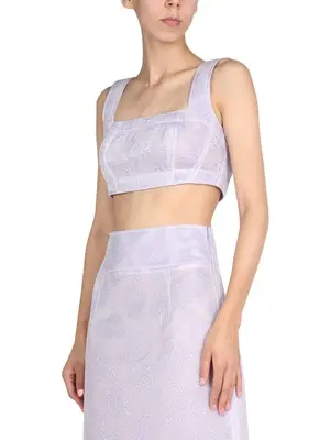 JIL SANDER Paisley Print Sleeveless Cropped Top