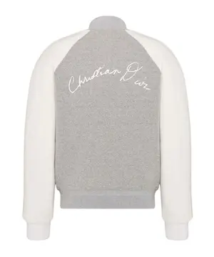 Dior Lily Of The Valley Embroidered Varsity Jacket - Grey