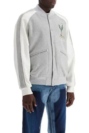 Dior Lily Of The Valley Embroidered Varsity Jacket - Grey
