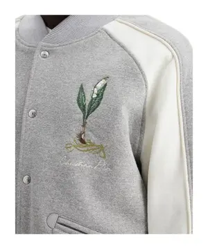 Dior Lily Of The Valley Embroidered Varsity Jacket - Grey