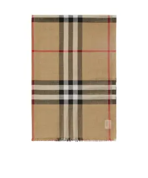 Burberry Burberry Checked Frayed-Edge Scarf Green