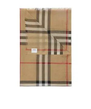 Burberry Checked Frayed-edge Scarf - Green