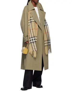 Burberry Checked Frayed-edge Scarf - Green