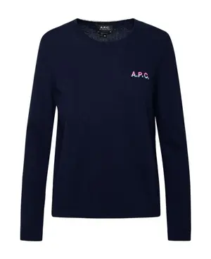 A.p.c. Logo Embroidered Crew Neck Long Sleeve Jumper - No