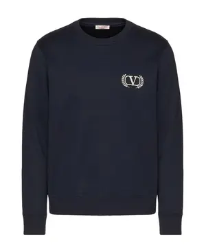 Valentino Garavani Navy Blue Embroidered Logo Sweater