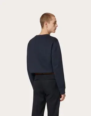 Valentino Garavani Navy Blue Embroidered Logo Sweater