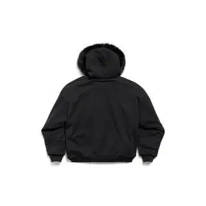 Balenciaga Zip-up Hooded Jacket With Fur Trim