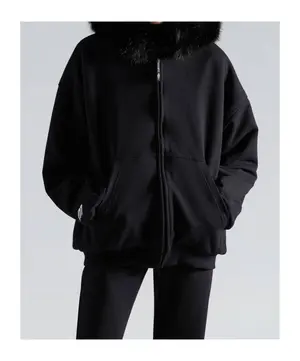 Balenciaga Zip-up Hooded Jacket With Fur Trim