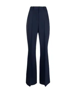 Balmain High Waisted Flared Trousers With Leg Crease And Belt Ring - Black