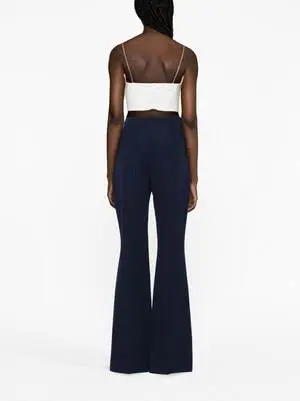 Balmain High Waisted Flared Trousers With Leg Crease And Belt Ring - Black