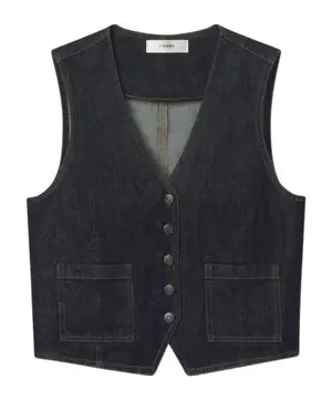 FRAME Frame V-Neck Denim Vest Black