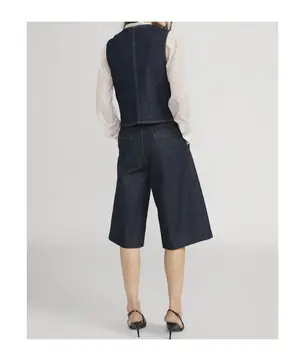 FRAME V-neck Denim Vest - Black