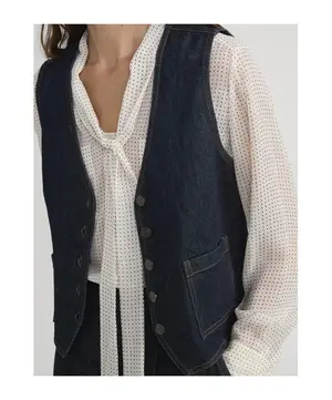 FRAME V-neck Denim Vest - Black