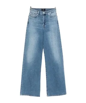 7 For All Mankind Belt Loop Wide Leg Jeans - Blue