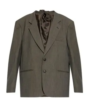 Women's Olive Plaid Wool Blazers