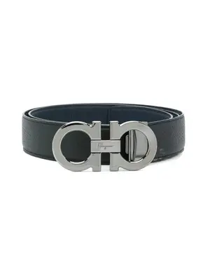 FERRAGAMO Double Gancini Belt - Black
