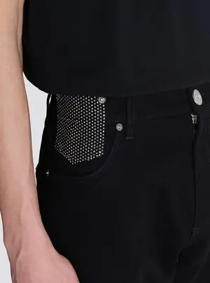 Balmain Embellished Straight Leg Jeans