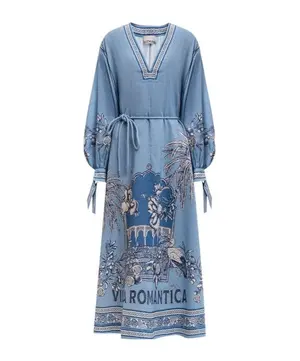 ALEMAIS Long Sleeve V-neck Printed Dress