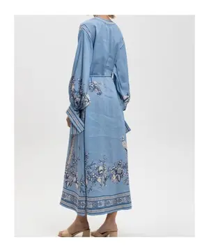 ALEMAIS Long Sleeve V-neck Printed Dress