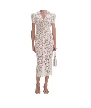 SELF-PORTRAIT Lace Embellished Midi Dress