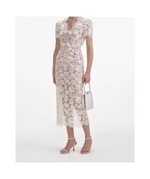 SELF-PORTRAIT Lace Embellished Midi Dress
