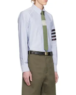 Thom Browne 4-bar Stripe Curved Hem Shirt - Light Blue