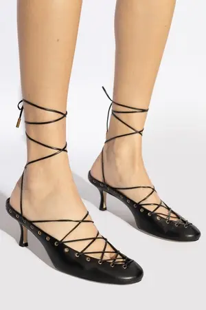 Chloé Lace-up Kitten Heel Pumps